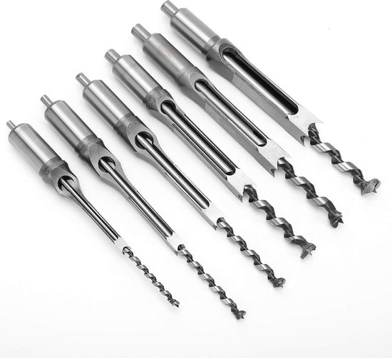 Vierkante boor beitelset voor houtbewerking - 6 stuks (6 maten) - 6.35 ...