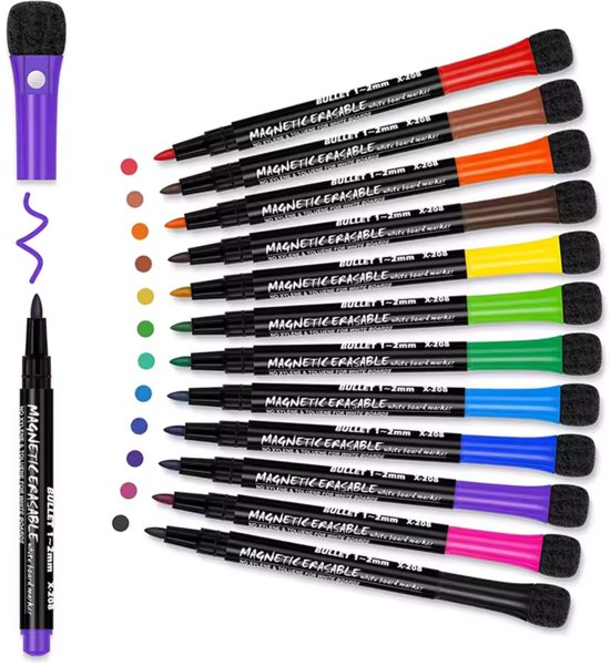 Whiteboard Stiften met Wisser - Whiteboardmarkers - Magnetisch ...