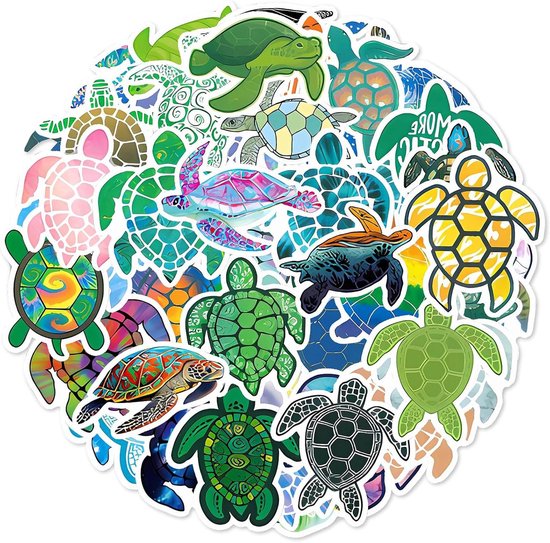 Sea Turtle stickers - 50 stuks zeeschildpadden - kleurrijke oceaanstickers -... | bol