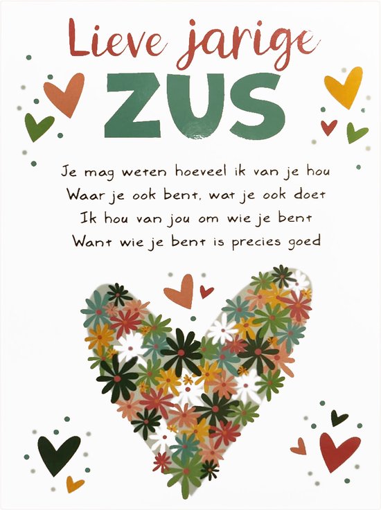 Kaart - Intense - Lieve jarige zus - TE036-G | bol