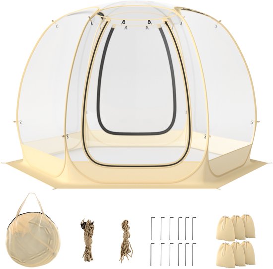 COSTWAY Transparante tent, pop-up tent voor 6-10 personen met 2 grote ...