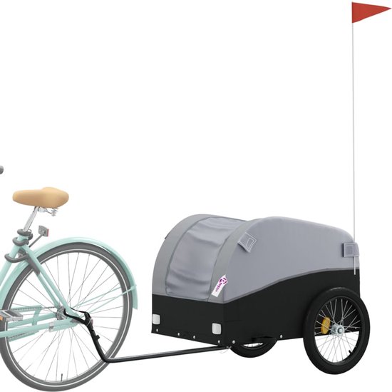 vidaXL Fietstrailer - 45 kg - Zwart en Grijs Fietskar - Transport Kar ...