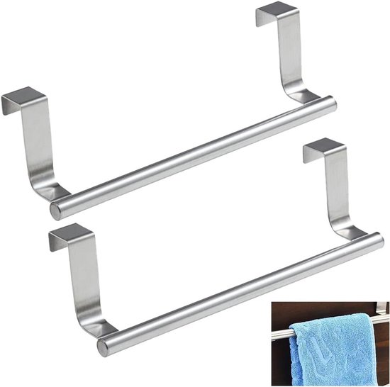 Set of 2 Kitchen Tea Towel Holders - Stainless Steel, Drilling Without ...