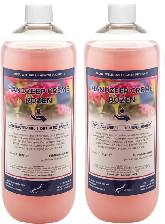 Handzeep Creme Rozen 1 liter - set van 2 stuks | bol