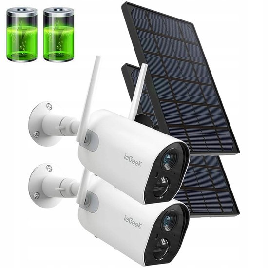 ieGeek Bewakingscamera voor buiten - accu 2K camera bewaking buiten - zonne-energie -... | bol