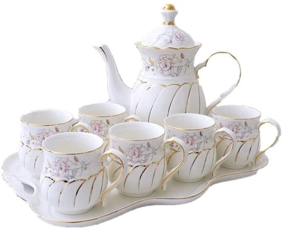 Theeset Thee Set Theeservies 8 Stuks Thee Set Kopjes En Dienblad ...