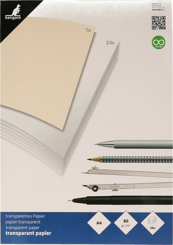 A4 overtrekpapier / transparant tekenpapier - 24x vellen - 80 grams ...