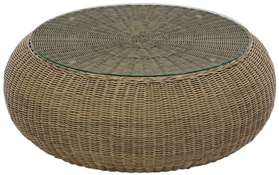 Vente-unique Tuinsalontafel van donker naturelkleurig gevlochten hars ...