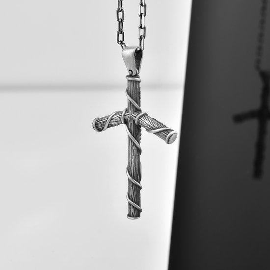 Grapevine ketting met kruishanger Oxidized 26 inches | bol