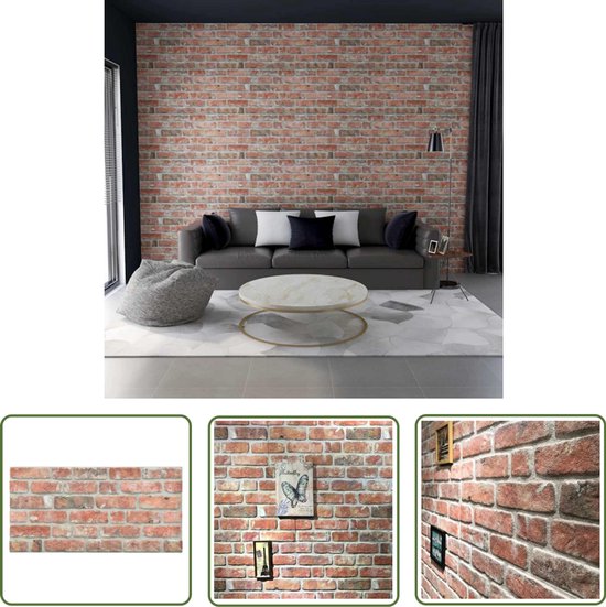 The Living Store 10 st Wandpanelen 3D rode baksteen EPS - 3D ...