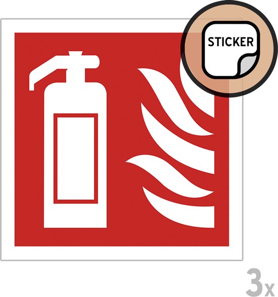 Pictogram/ stickers (3x) | Brandblusser | 20 x 20 cm ...