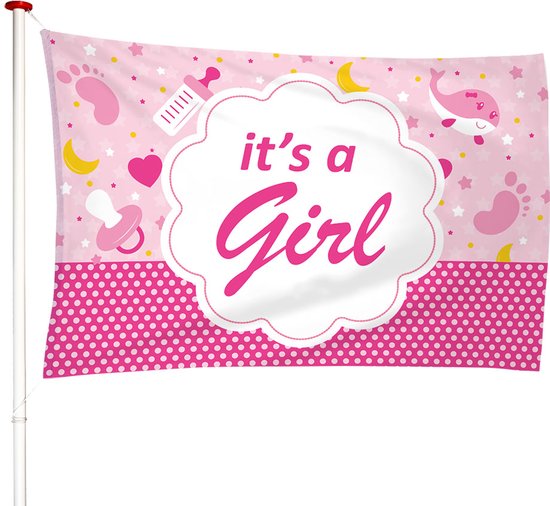 Geboortevlag meisje 100x150 cm - meisje geboren - Kwaliteitsvlag ...