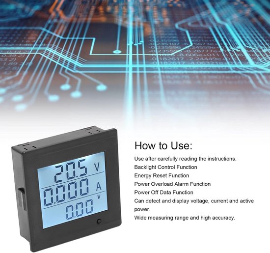 Digitale Multimeter Ampèremeter Voltmeter DC 6-200V 0-20A Voltmonitor met Alarmfunctie... | bol