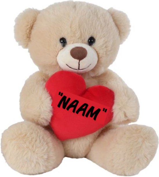 Take Me Home knuffelbeertje met hartje - Pluche beer bruin - 21 cm - 0 ...