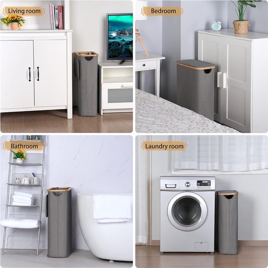 Hoge Wasmand 60L - Geschikt voor Kleding en Speelgoed - Grijs - Met ...