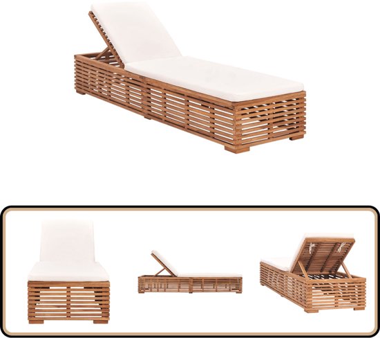 vidaXL Ligbed - Massief Teakhout - Inclusief Kussen Tuinbed - Teak ...
