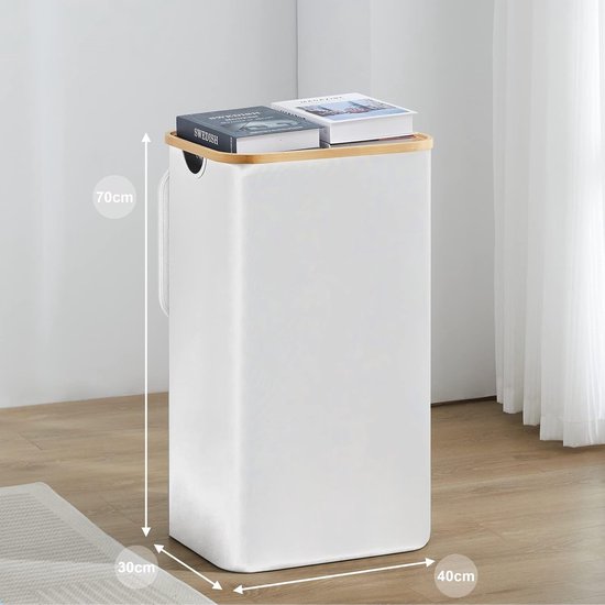 Candala Wasmand met deksel, 85 liter, wasverzamelaar, smal, met waszak, opvouwbare... | bol