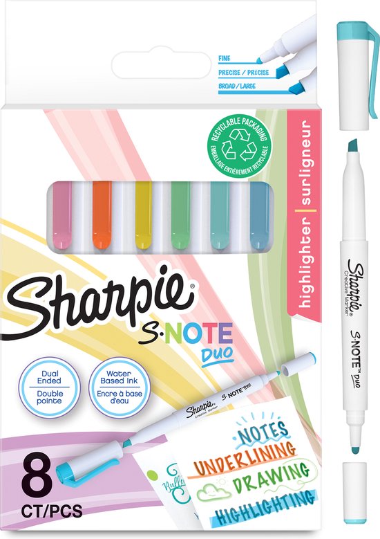 Surligneurs Sharpie S-Note Duo | Marqueurs pastel créatifs double face ...
