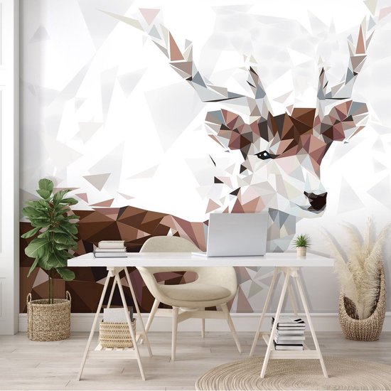 Fotobehang - Vlies Behang - Hert en Geometrische Kunst - 460 x 300 cm | bol