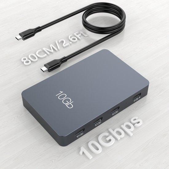 NÖRDIC USBC-HUB77 - 7poorts USB-C Hub - 3x USB-A 3.1 5Gb/s - 3x USB-C 3 ...