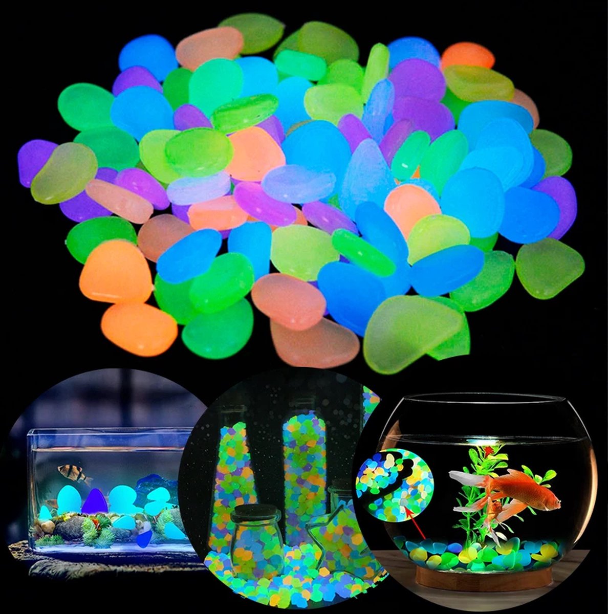 Glow In The Dark Stenen 100 Stuks - Aquarium Steentjes - Tuin Stenen ...