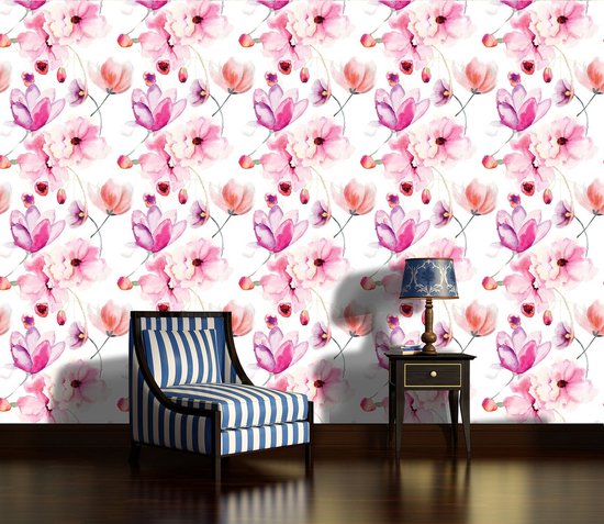 Fotobehang - Vlies Behang - Roze Bloemetjes - Bloemen - 254 x 184 cm ...