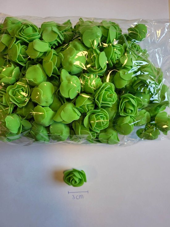 Foam roosjes 3 cm - Losse rozen voor beer ( +/- 144 stuks ) Groen | bol