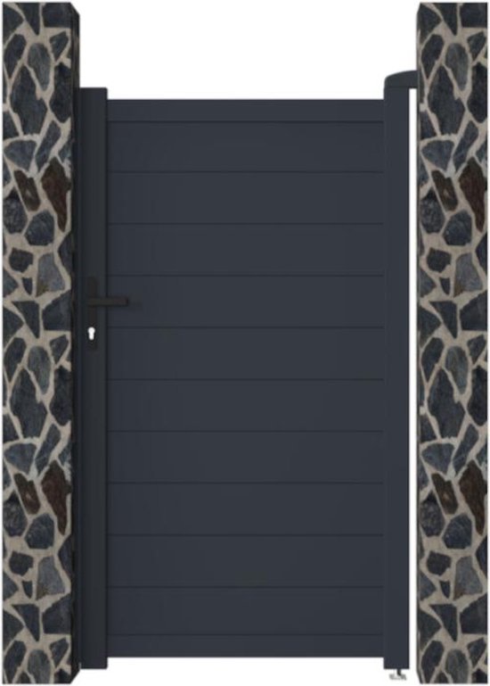 Draaipoort van aluminium antraciet - L103 x 181 cm - NAZARIO L 100 cm x ...