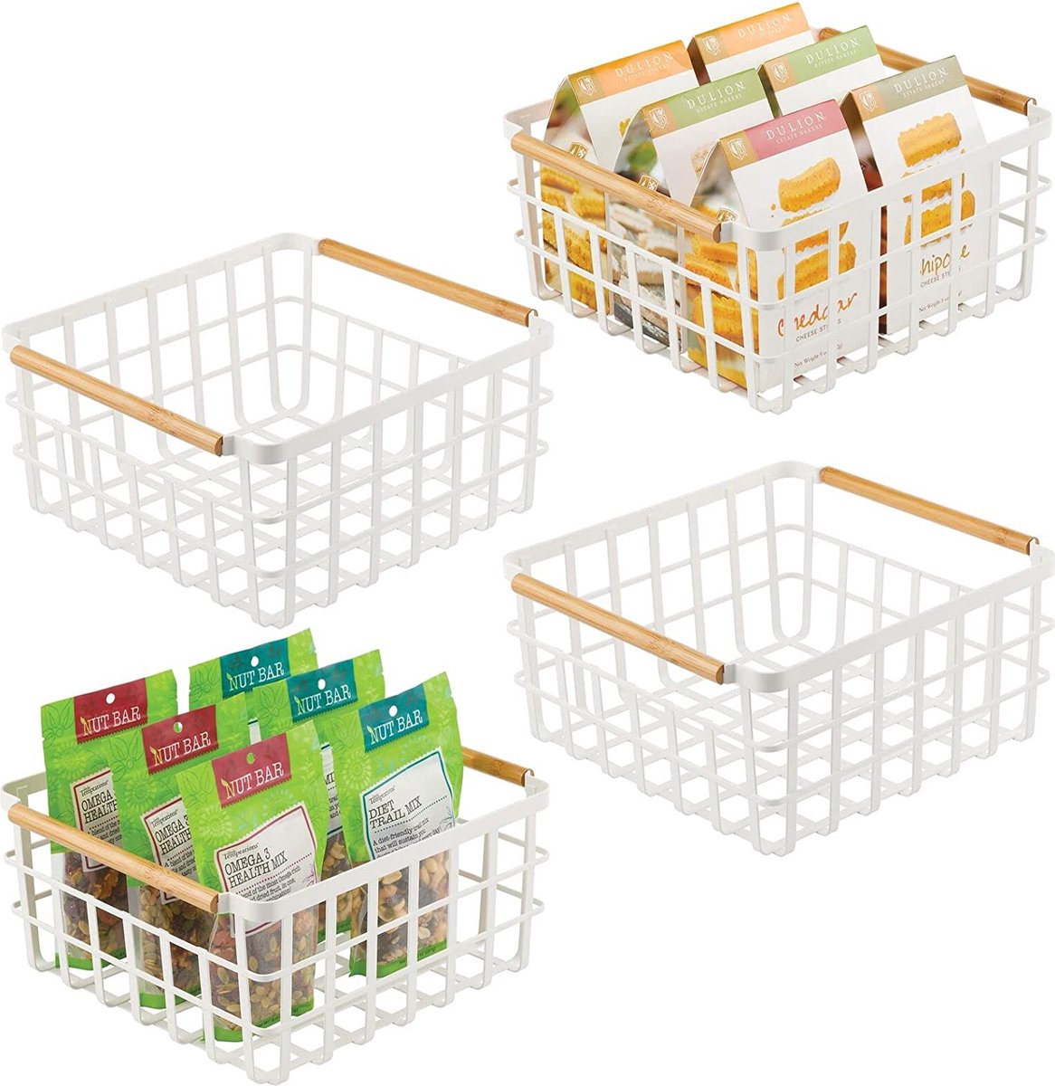 mDesign set van 4 metalen opslag mands – draad mand voor het sorteren ...