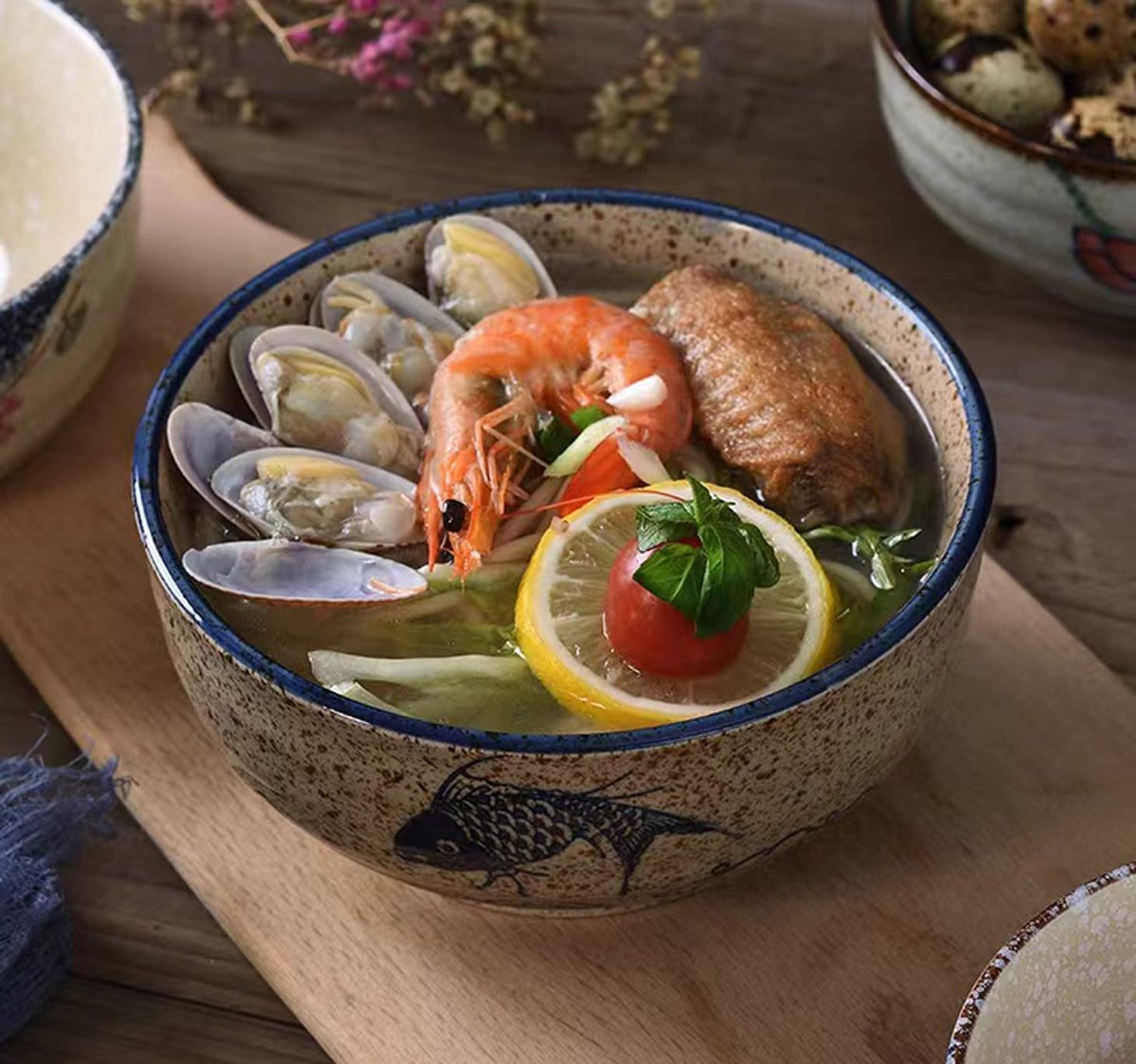 Ramen kom, Japanse kom keramiek, Ramen kom set, Ramen Bowl met lepel ...