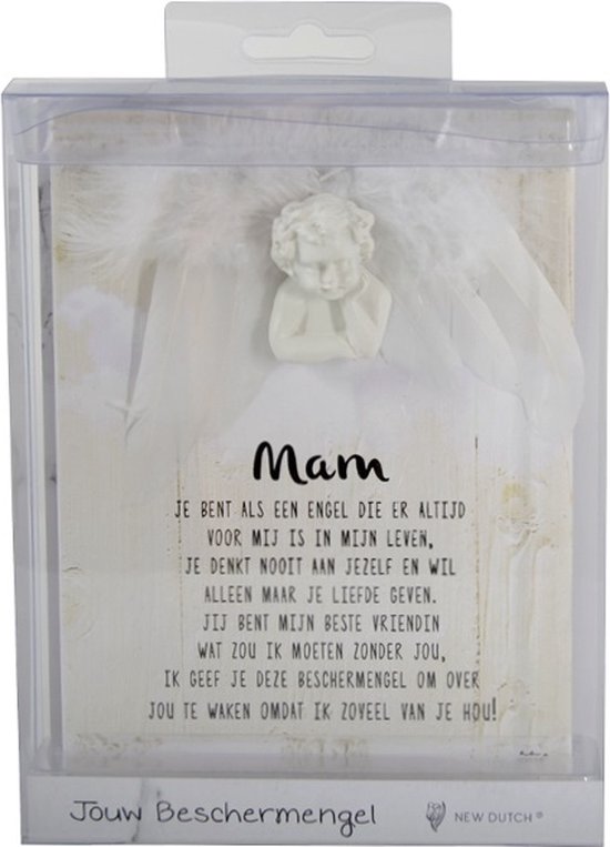 Beschermengel op tegel met uniek gedicht Mam- Mama - dankjewel- New Dutch® | bol
