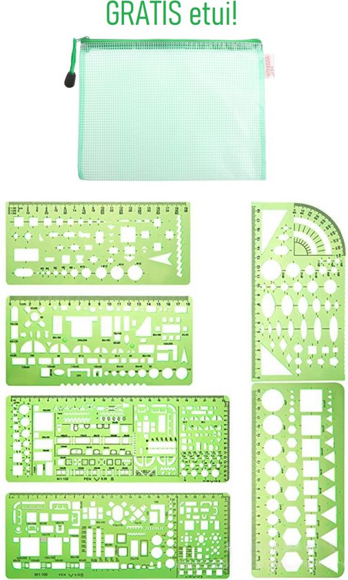 6-delige ontwerpsjablonen set - architectuur - technische tekeningen ...