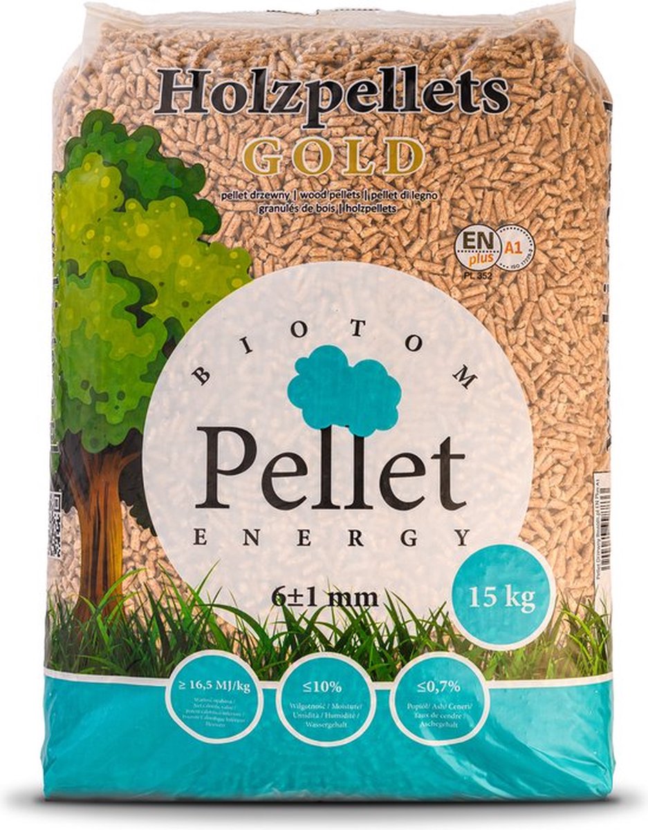 Biotom houtpellets - 1 zak 15KG - 100% WITTE NAALDHOUT PELLETS - ENplus ...