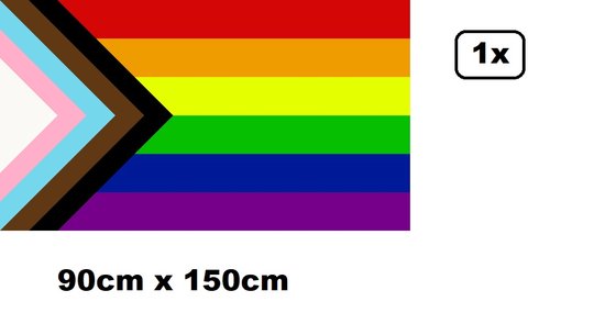 Vlag LGBT pride 90cm x 150cm - Vlag Progress - Vlag verpakt in nette doos - Landen... | bol
