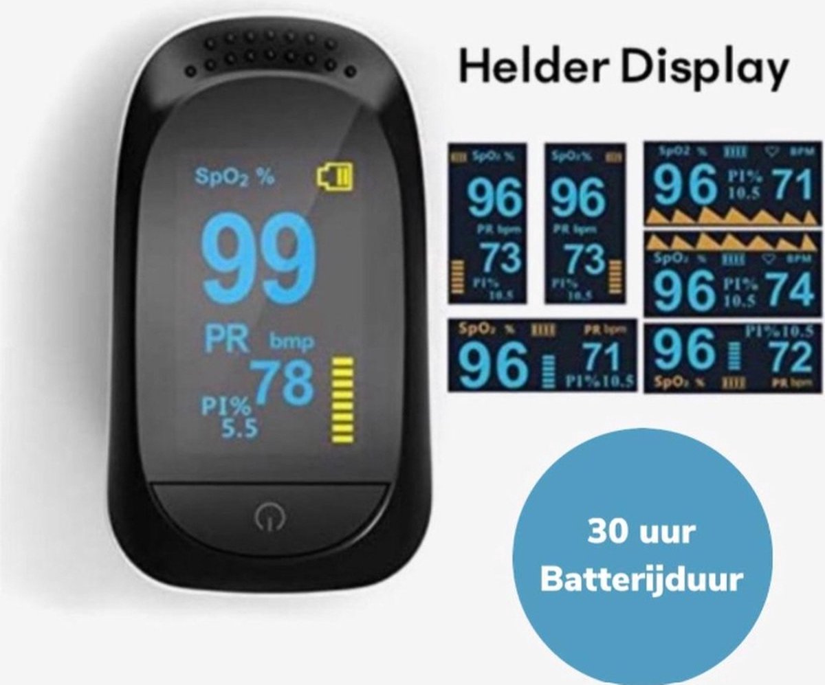 Professionele Saturatie en Hartslagmeter - Digitale Oled Zuurstofmeter ...