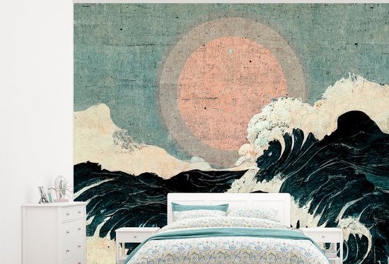 Vintage - Zee - Golven - Zon - Behangpapier | bol