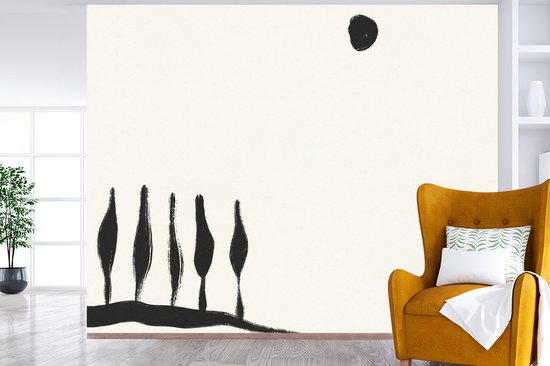 Landschap - Abstract - Zwart - Wit - Behangpapier | bol.com