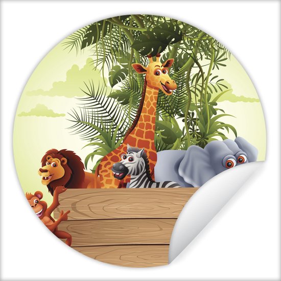 WallCircle - Muurstickers - Behangcirkel - Jungle dieren - Natuur - Planken - Kinderen... | bol