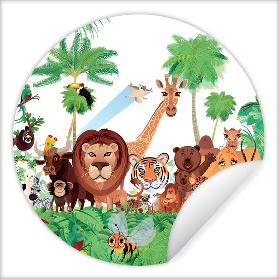 WallCircle - Muurstickers - Behangcirkel - Wilde dieren - Jungle - Leeuw - Tijger -... | bol