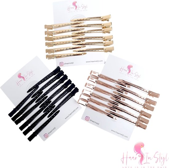 Haar in Stijl® | 12 stuks Lange Rosé Gouden Metalen Haarclips | haarklem | kapper haar... | bol