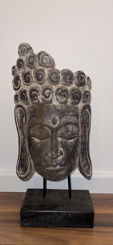 Handgemaakte houten decoratie boeddha op voet - Boeddha - Grijs ...