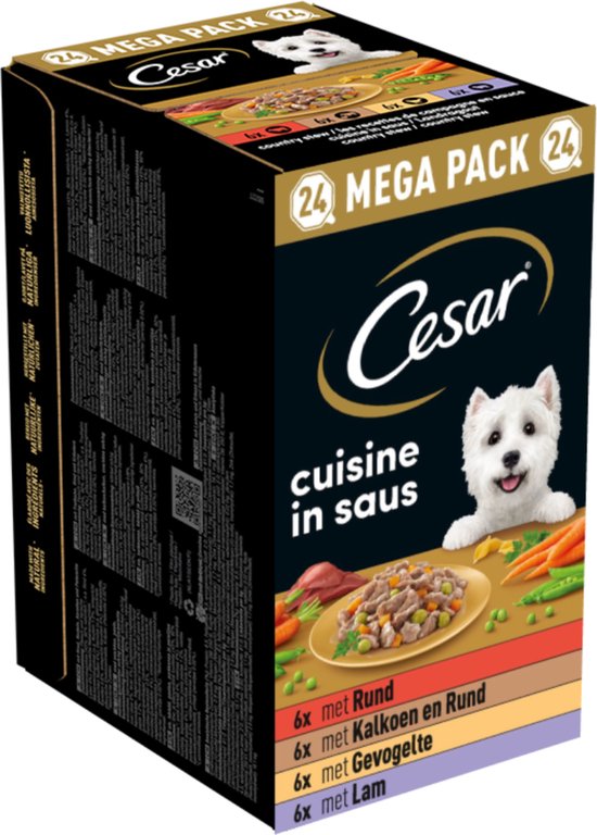 Cesar Cuisine in saus hondenvoer maaltijdkuipjes 24 x 150 g | bol.com