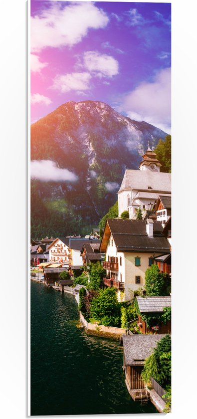 PVC Schuimplaat- Traditionele Huisjes aan de Rand van Hallstäter Meer ...