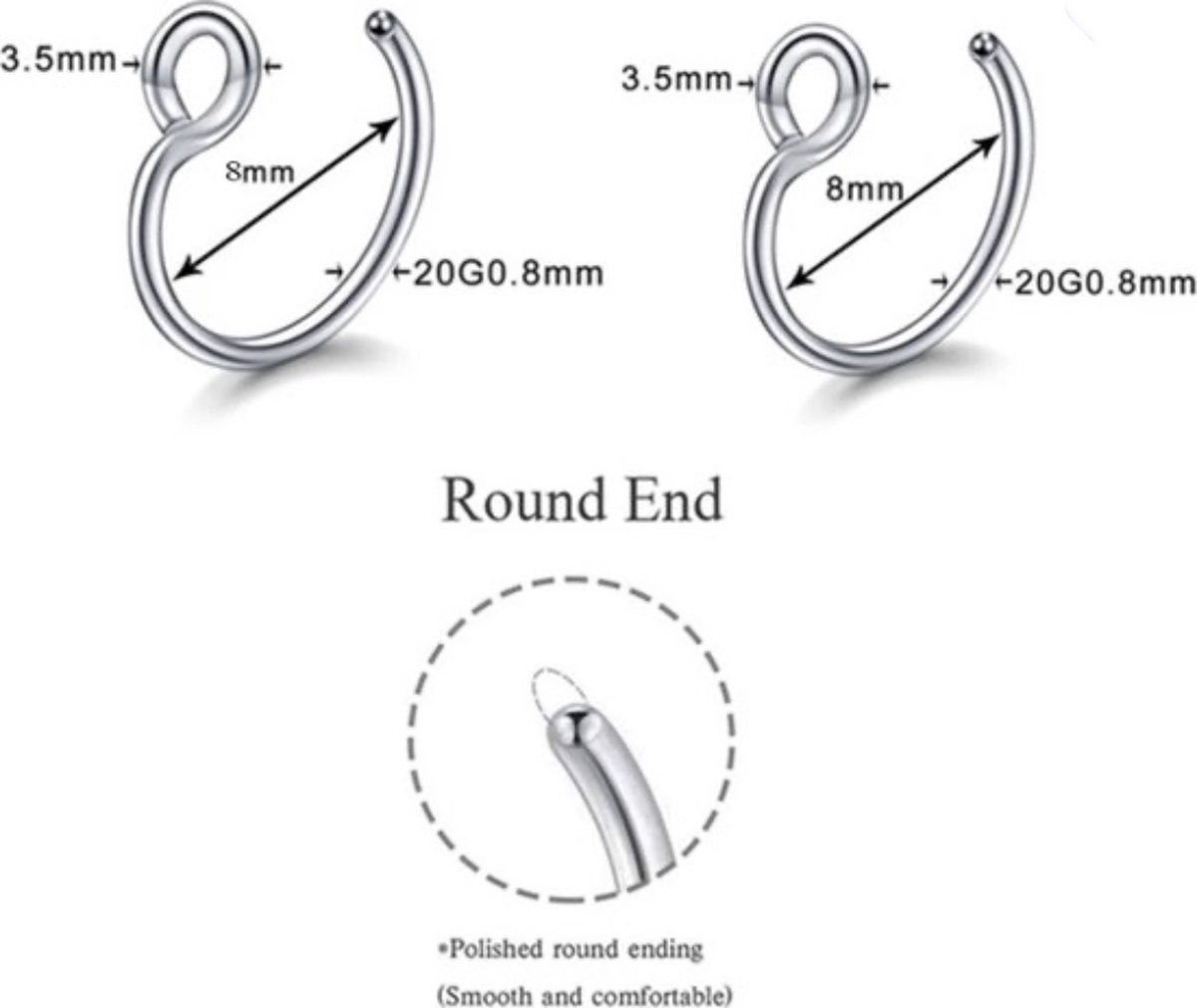 nep neuspiercing - Fake Neuspiercing - Zilver - goud - Fake Septum RVS ...