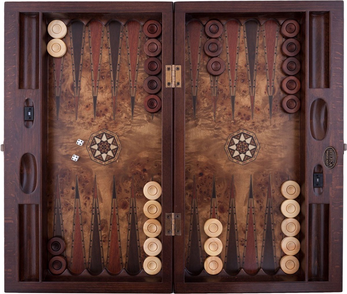 Backgammon - Tavla - Handgemaakt - Hout - Luxe uitgave - 52 x 30 x 7,5 ...