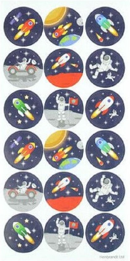 10x stickervel ruimtevaart - space stickers - 180 ronde stickers | bol.com