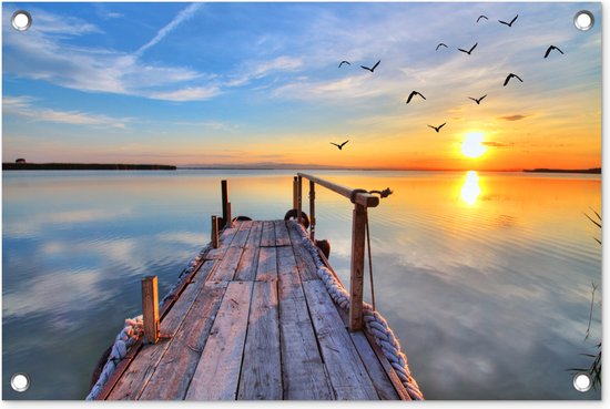 Tuinposter zonsondergang - Tuindecoratie zee - 60x40 cm - Tuinschilderij voor buiten -... | bol