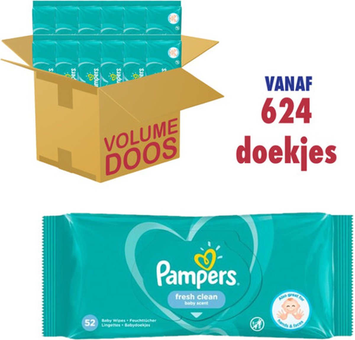 Pampers Babydoekjes Fresh Clean (12 x 52 stuks) | bol.com