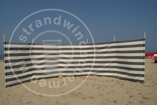 Strand Windscherm Taupe - Wit - 6 meter Sterk Dralon met 2 Delige ...