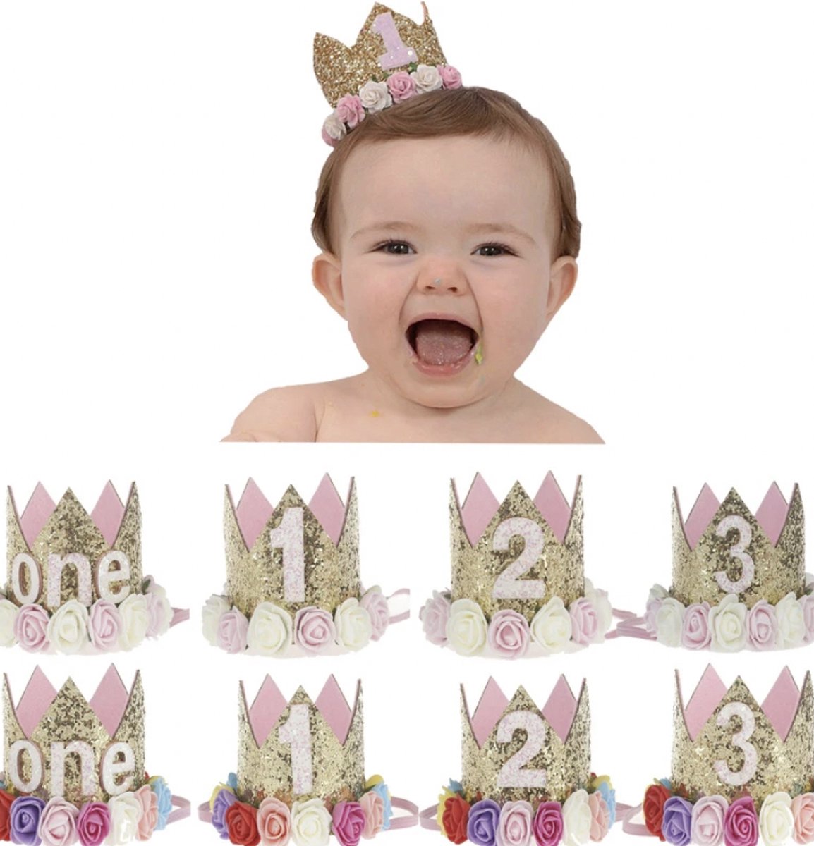 Baby Feesthoed Eerste Verjaardag - Baby Hoedje One - Schattig Hoedje ...